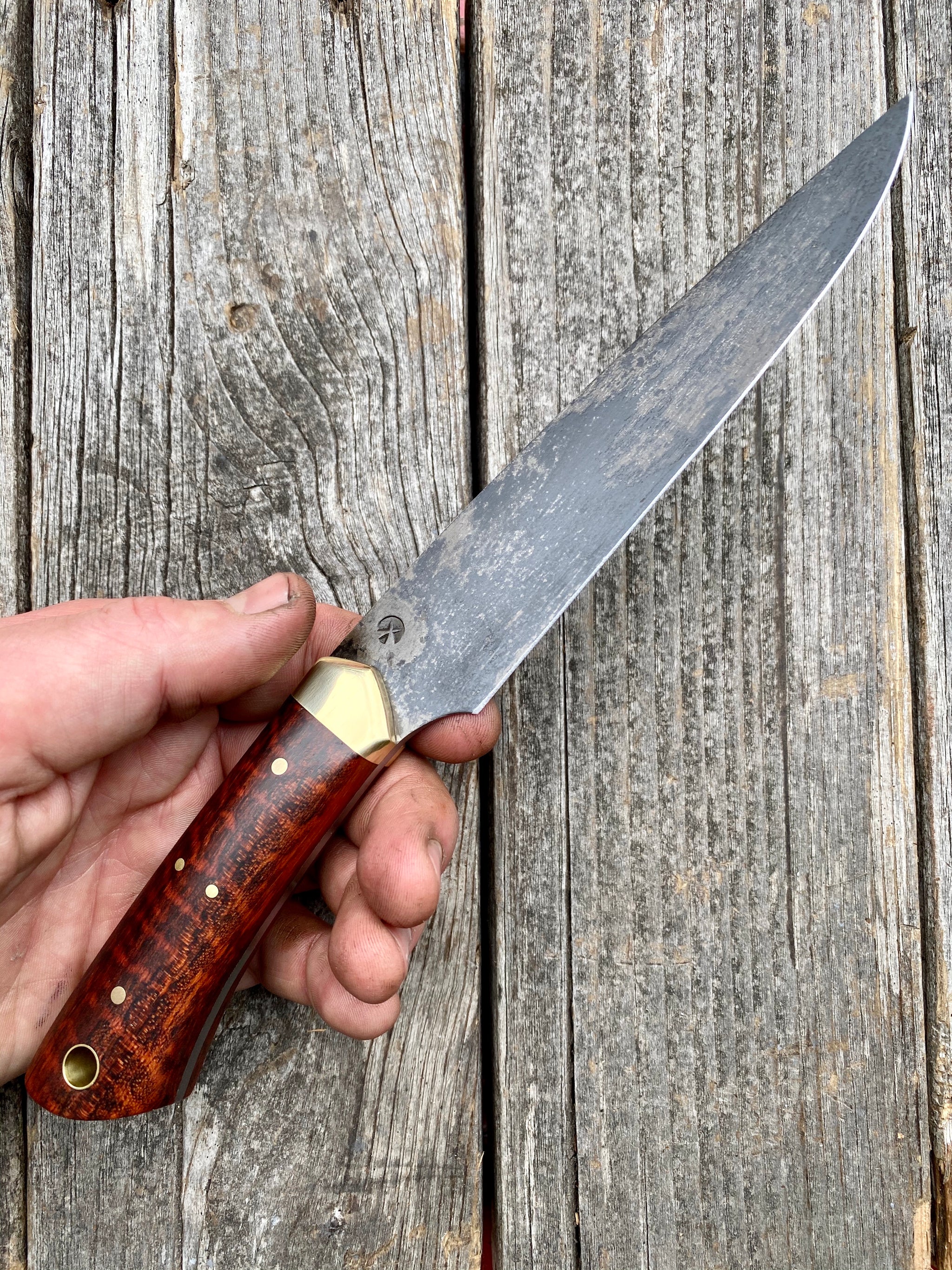 Long Hunter Camp Knife — Snakewood & Brass – Redroot Blades