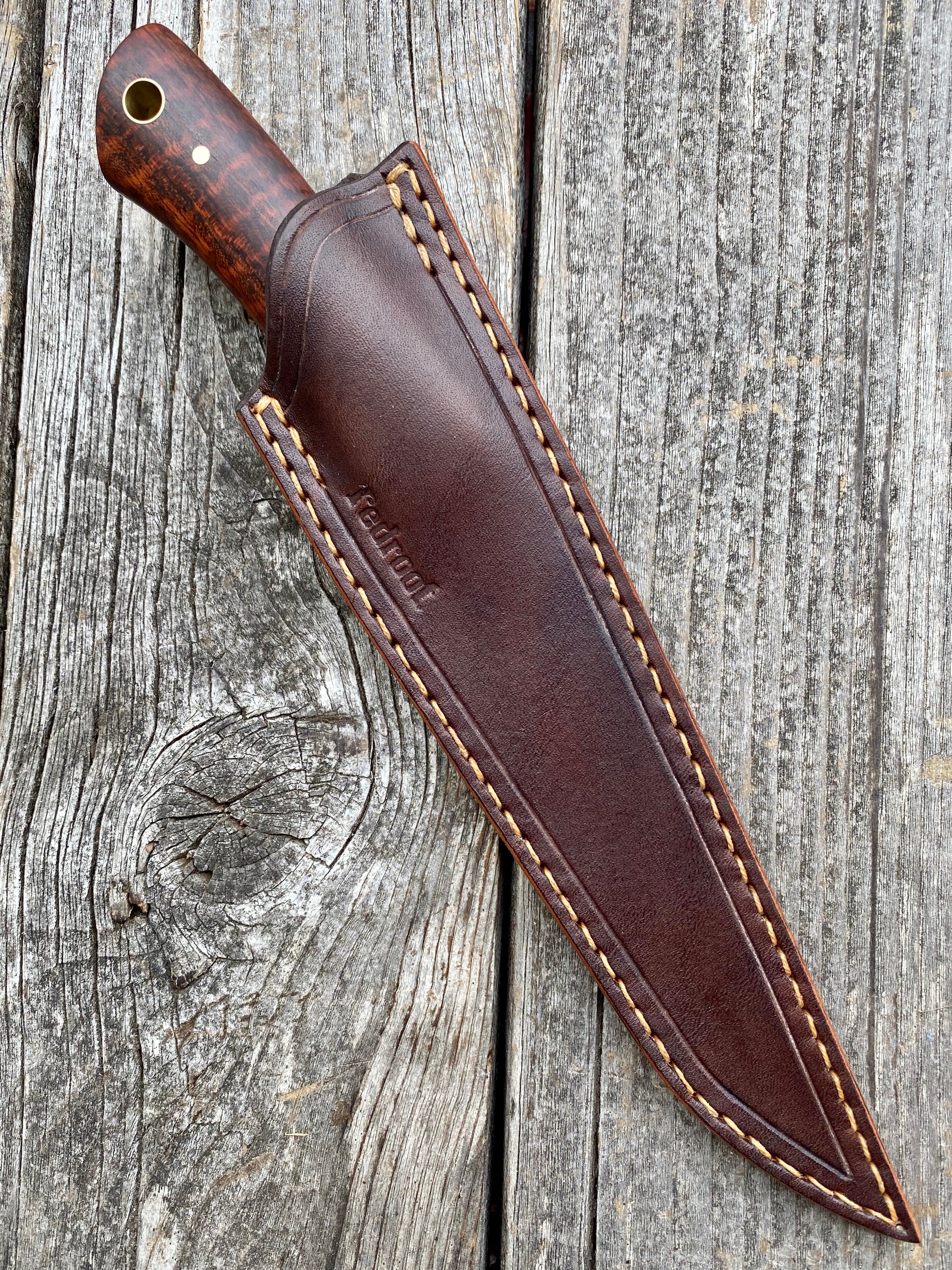 Long Hunter Camp Knife — Snakewood & Brass – Redroot Blades